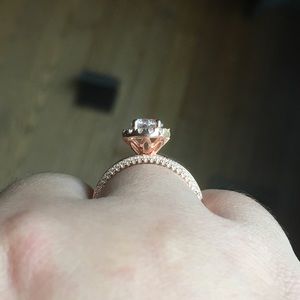 Jewelry | 2pcs Rose Gold Engagement Ring Wedding Band Set | Poshmark